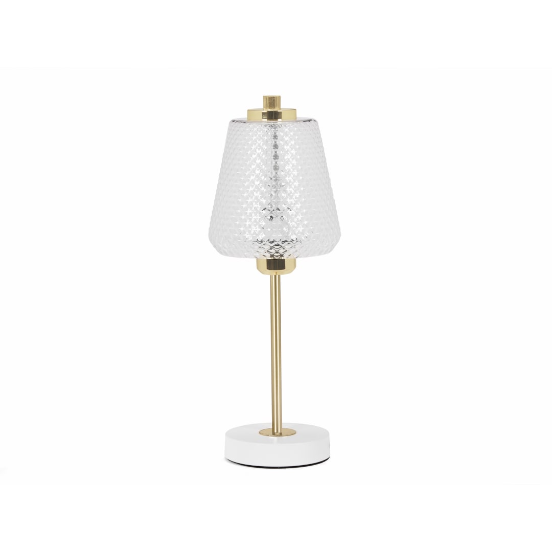 Lampe Dore/Verre Elizabeth - Doré/Blanc/transparent – Les Bienfaiteurs