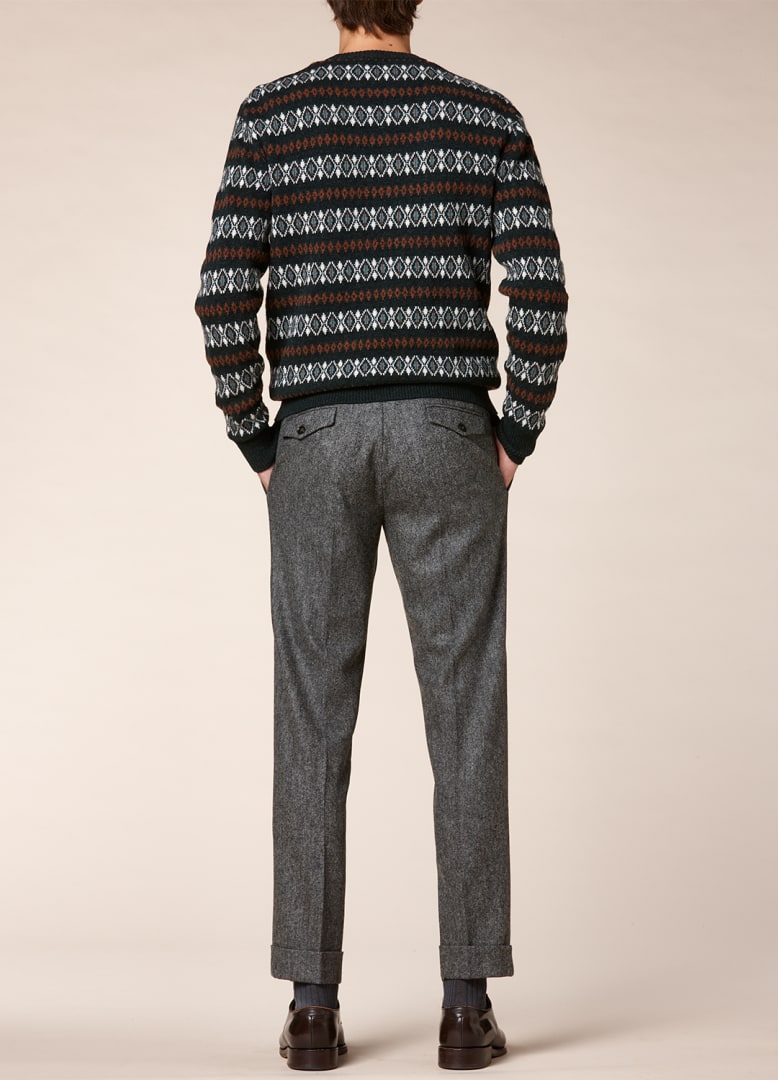 Pull Col Rond Jacquard - Motif "Fair Isle" - Vert – Les Bienfaiteurs