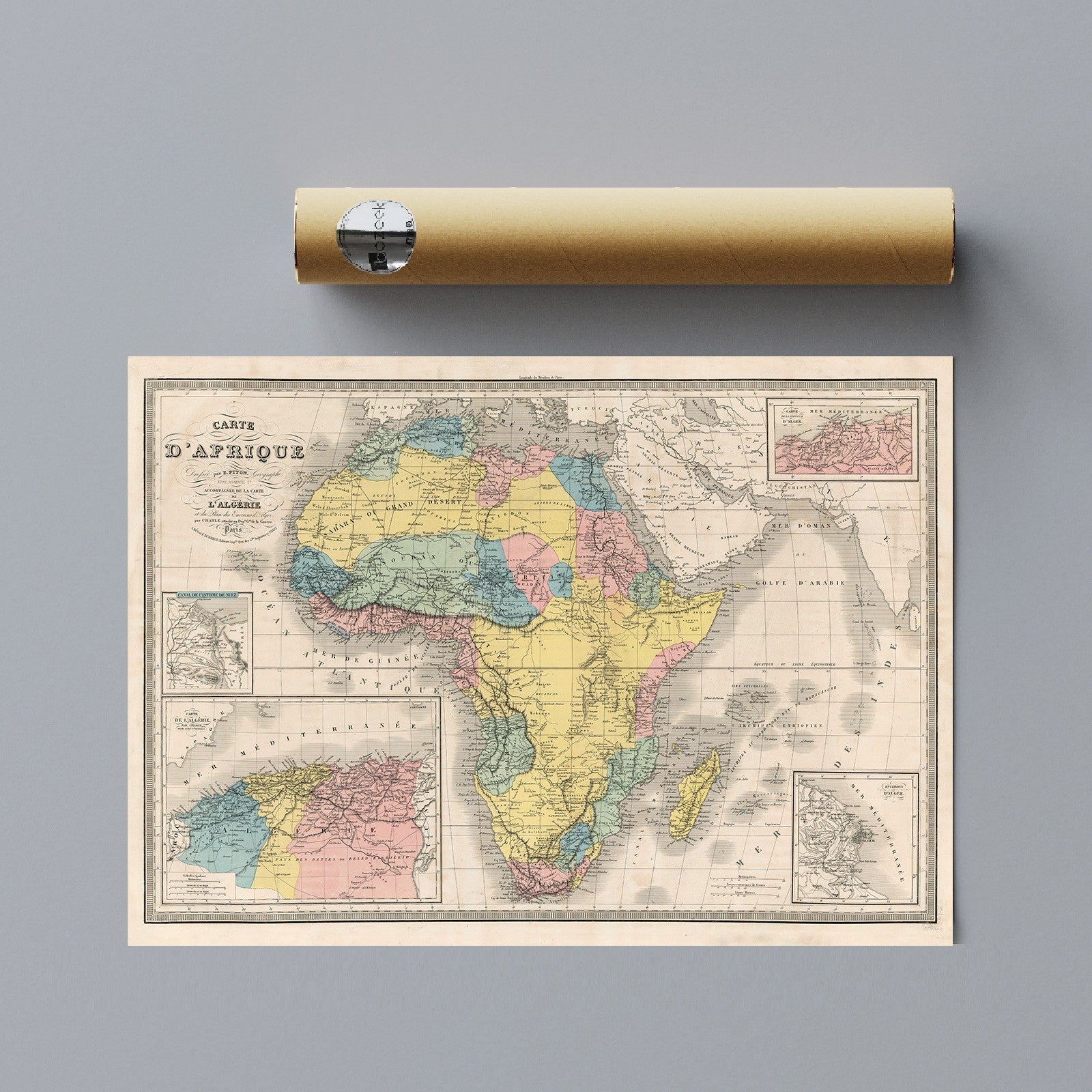 Carte vintage Afrique 1868 – Les Bienfaiteurs