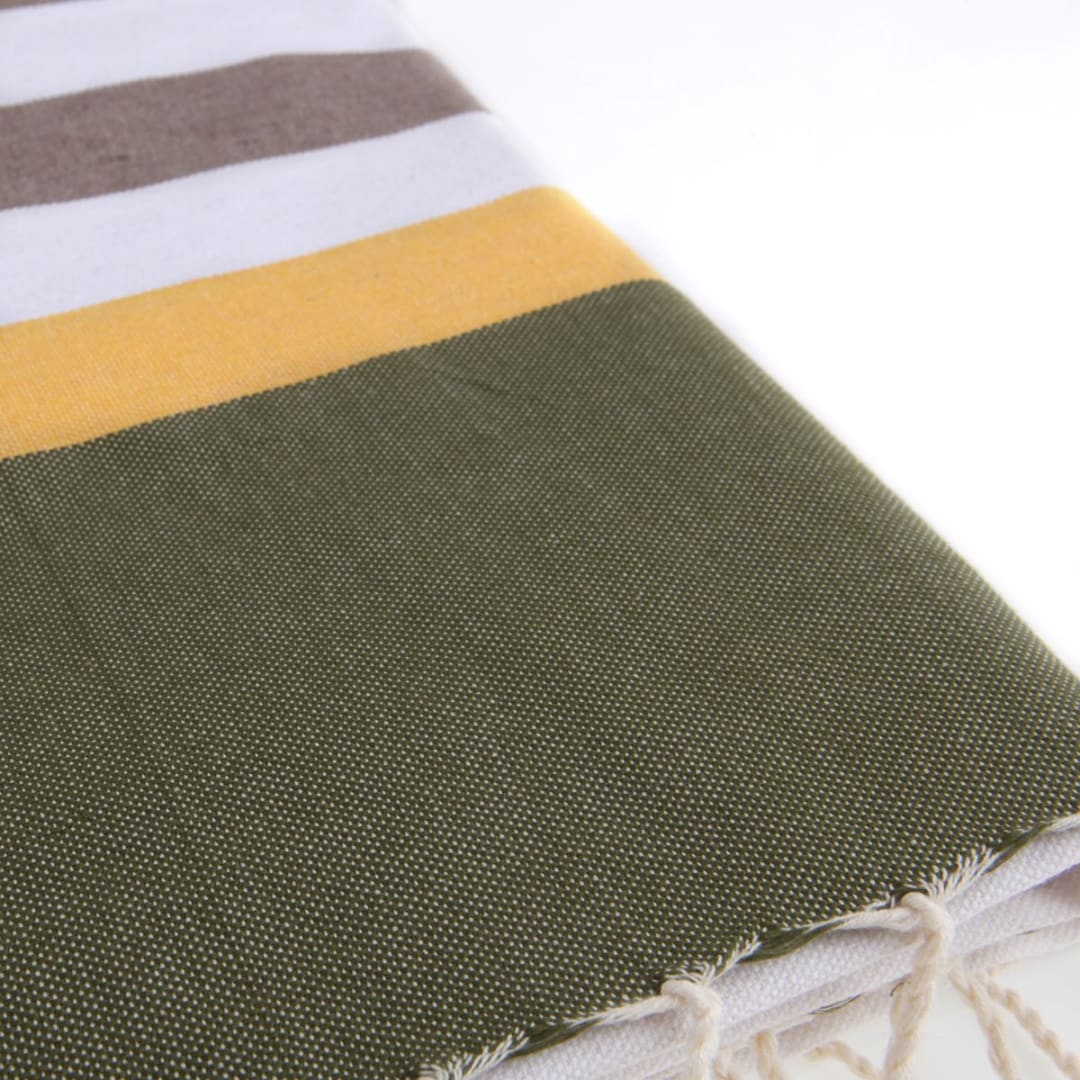 Arcachon - Fouta Blanc / Taupe Clair / Jaune Safran / Vert Kaki – Les ...