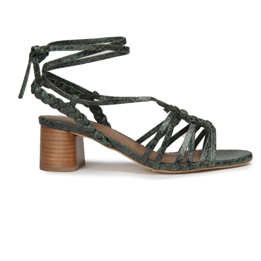 Sandales à talons "Camille" - Python vert – Les Bienfaiteurs
